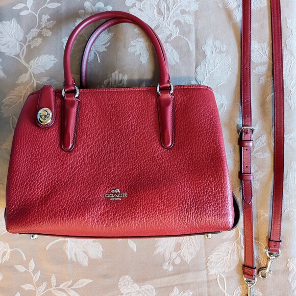 Coach | Bags | Coach Red Leather Brooklyn Carryall Like New | Poshmark